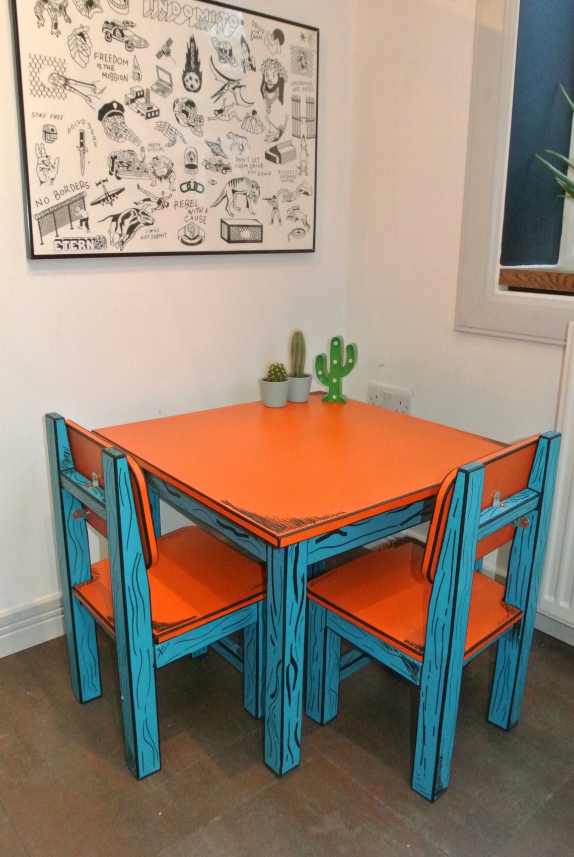 Hand Made Childrens Table and Chair Set, Kids Furniture, Wooden ...