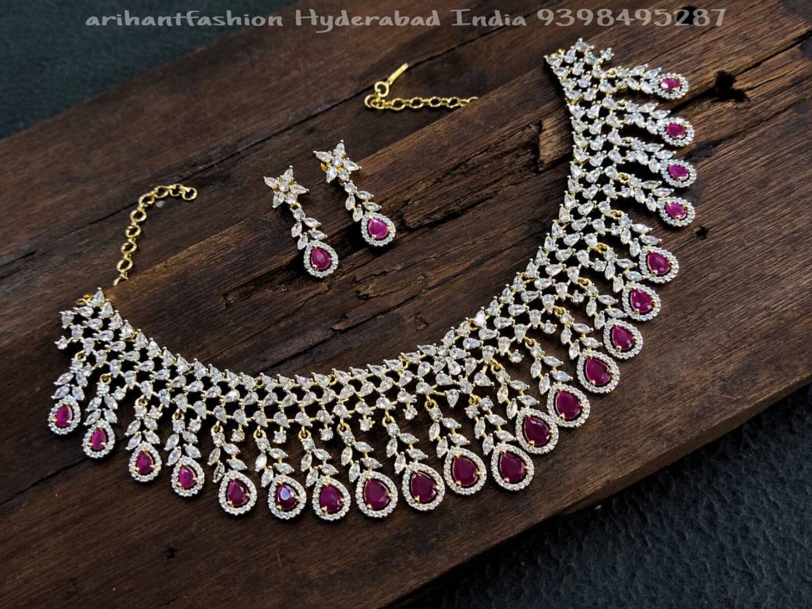 Indian Diamond Finished American Diamond Necklace With - Etsy