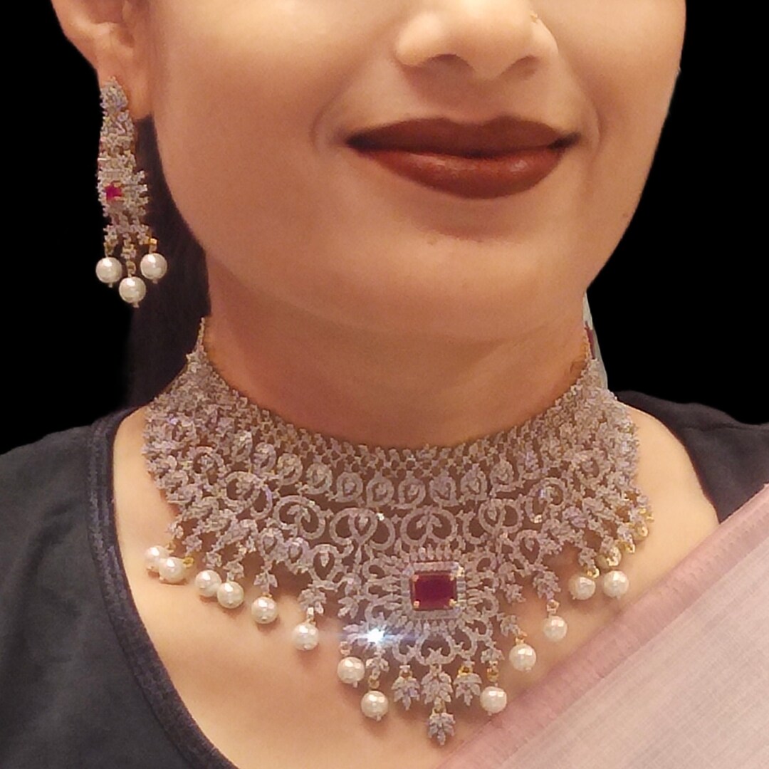 Fantasy American Diamonds Choker Set by Asp Fashion Jewellery - Etsy