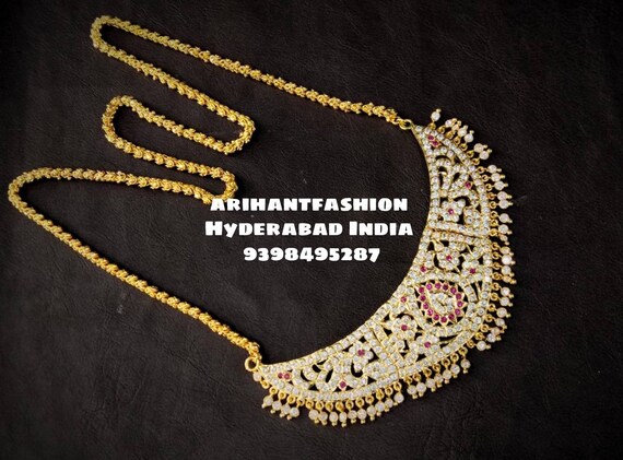 Indian South Indian Traditional Chain Haram by Asp Fashion - Etsy
