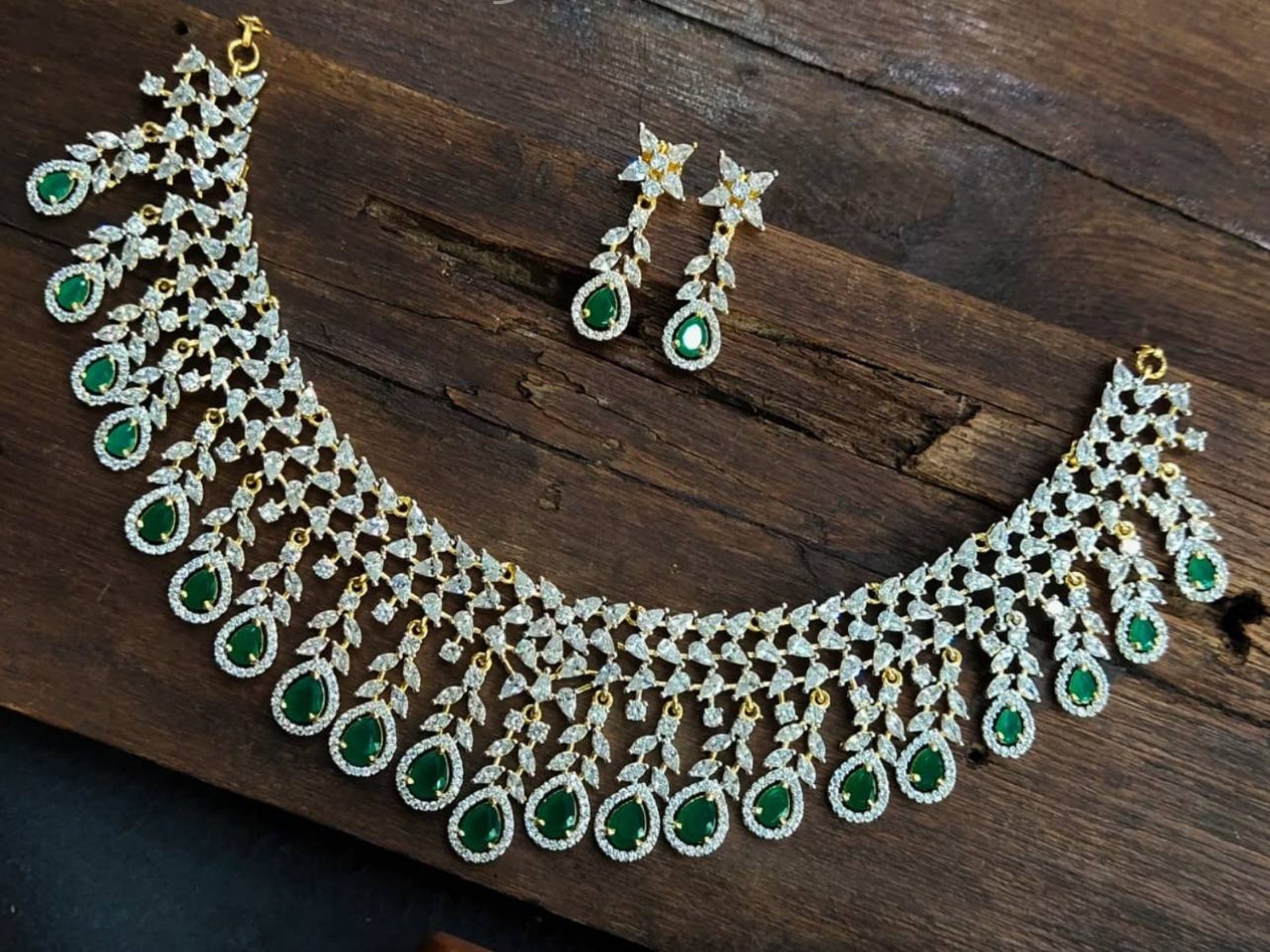 Indian Diamond Finished American Diamond Necklace With - Etsy