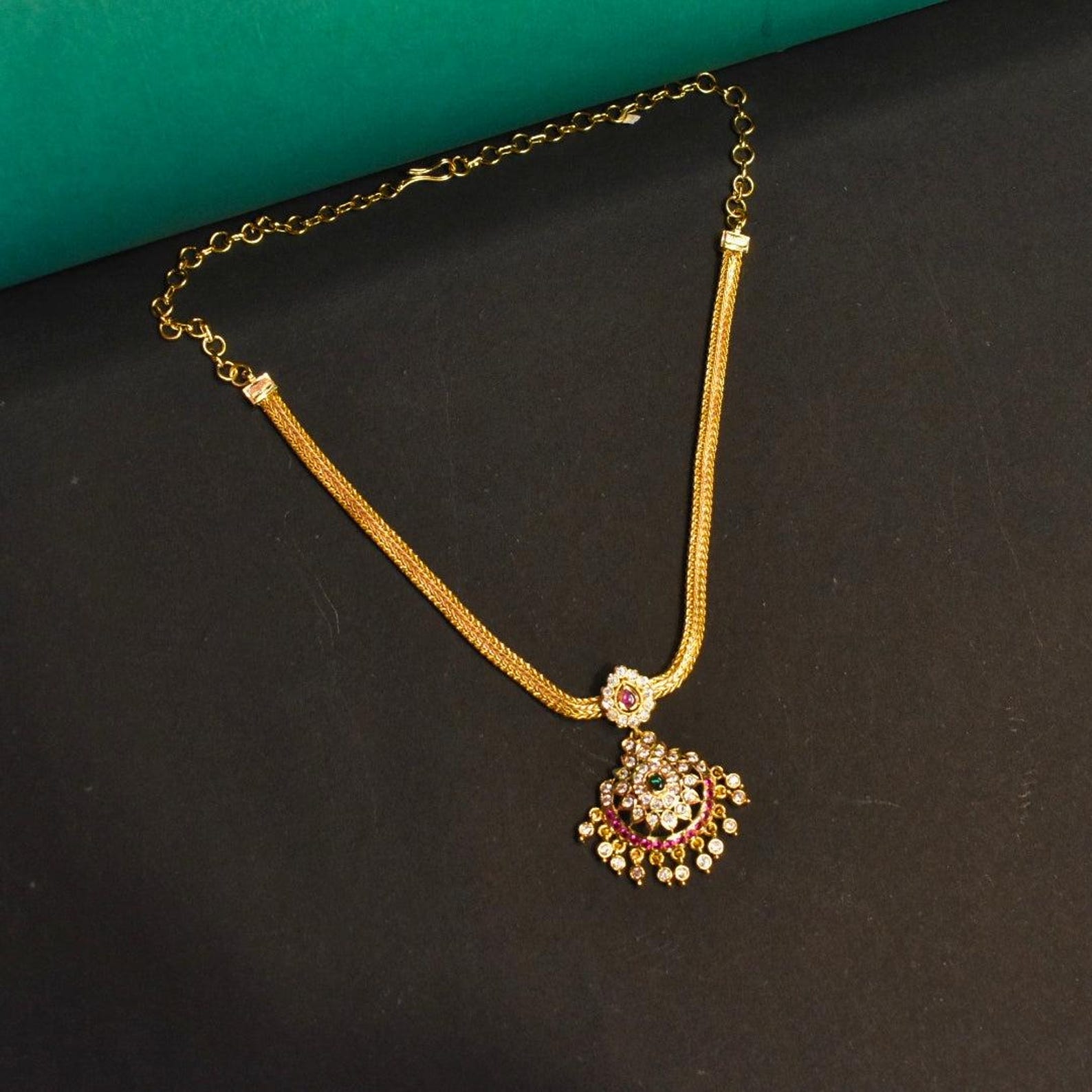 24 Karat Gold-plated South Indian Kempu Naan Patti Necklace - Etsy