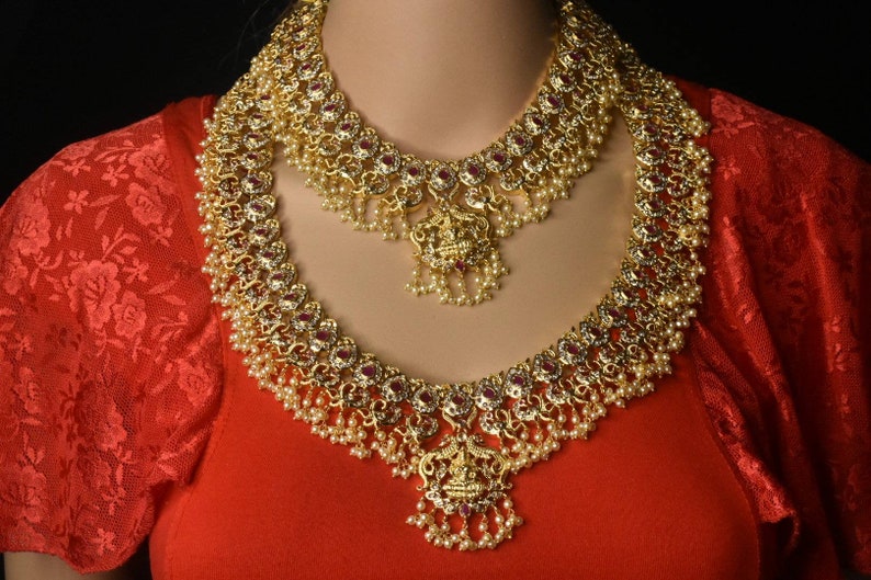 Most Beautiful Uncut Diamond Gold Finished Bridal Set - Etsy