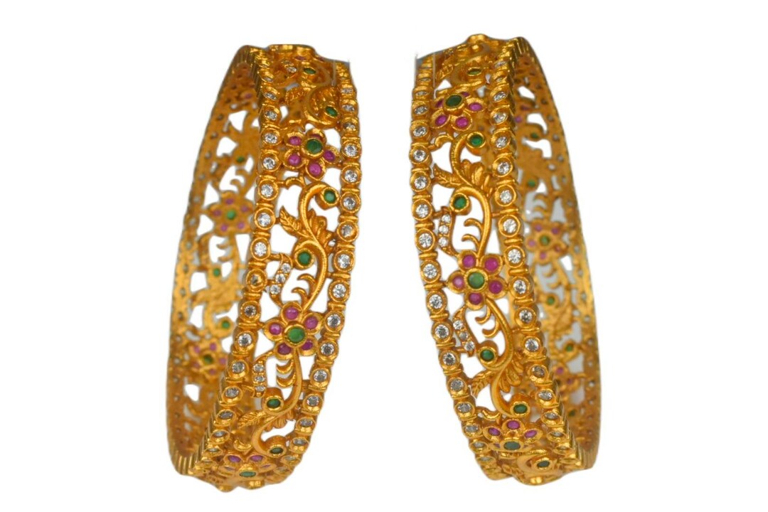 Mattefinished Banglesset, High Quality Bangle Set, 22k Gold Plated ...