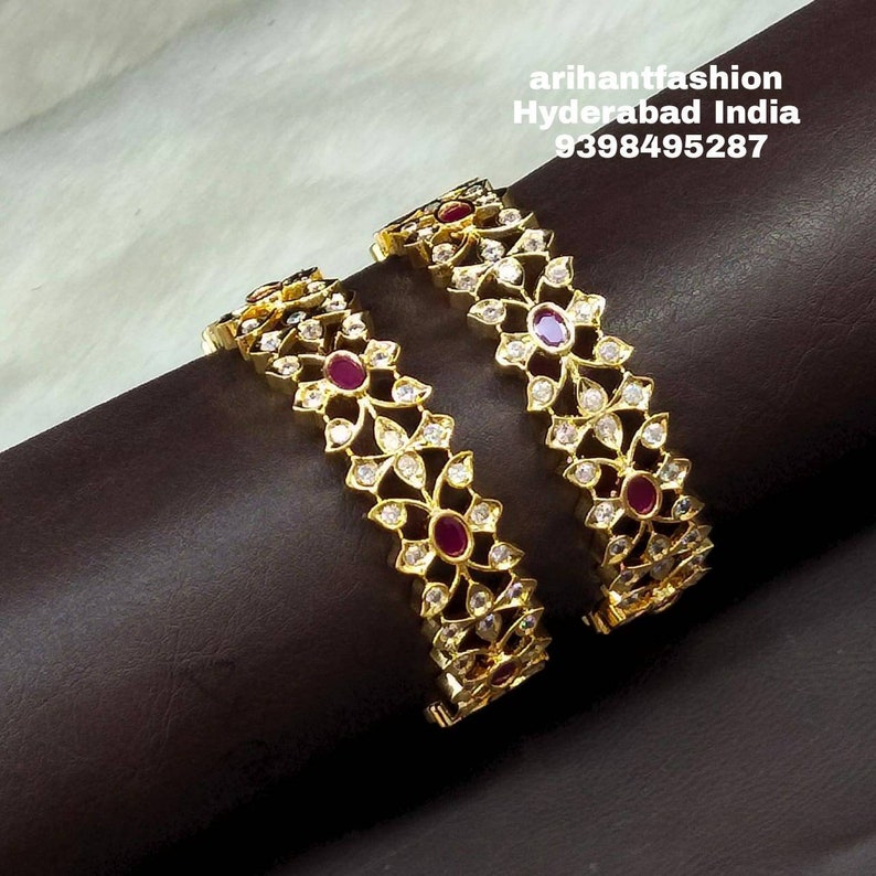 Cz Bangles Set Gold Replica Bangles Pair by Asp Fashion - Etsy