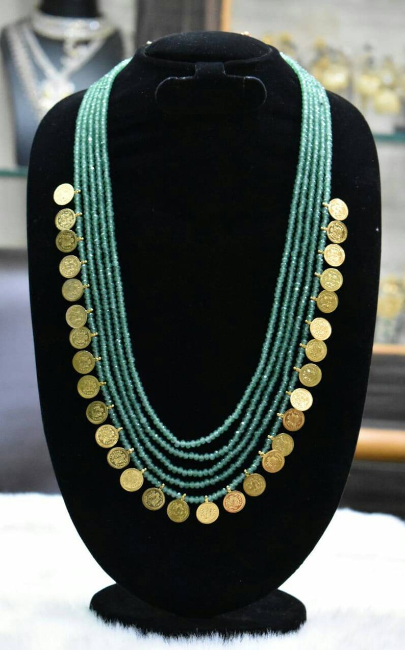 Indian Emerald Mala With Laxmi Ruplu by Asp Fashion - Etsy