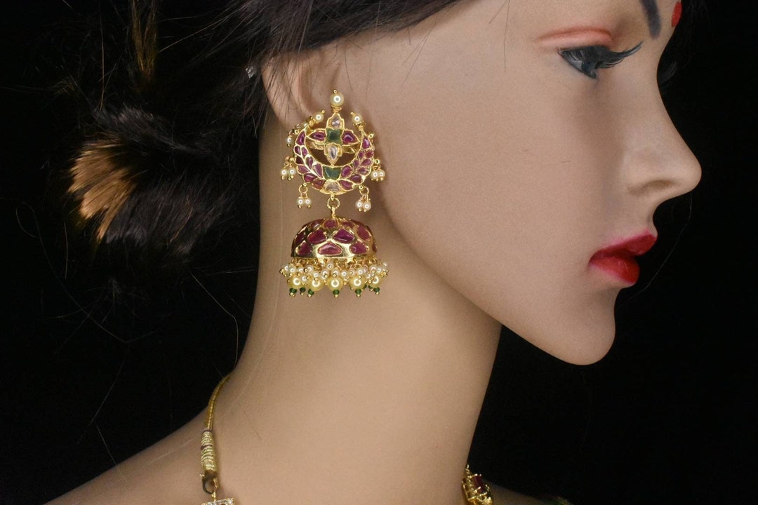Ly Crafted Real Kempu Handmade Butta/jhumka/indian - Etsy
