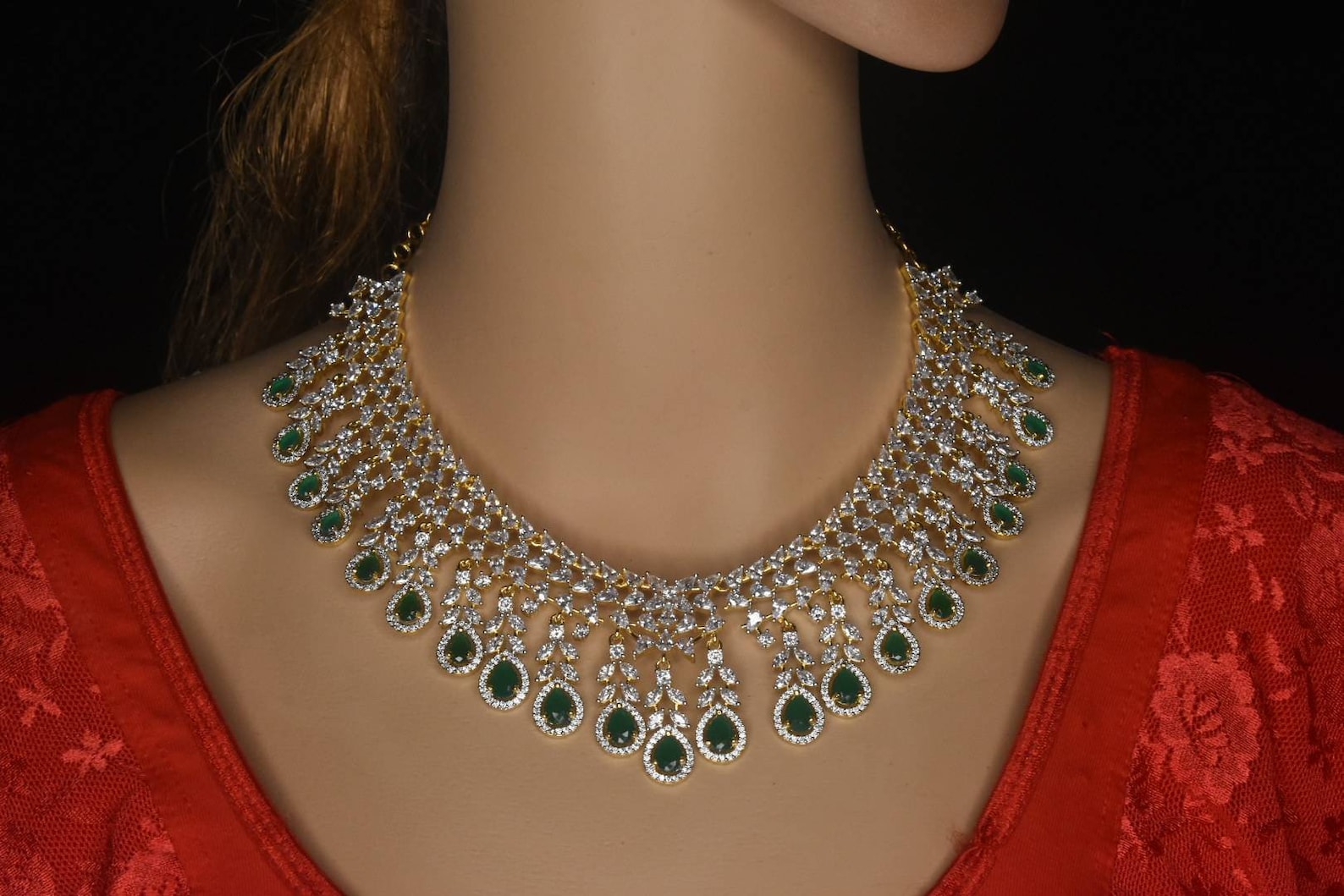 Indian Diamond Finished American Diamond Necklace With - Etsy