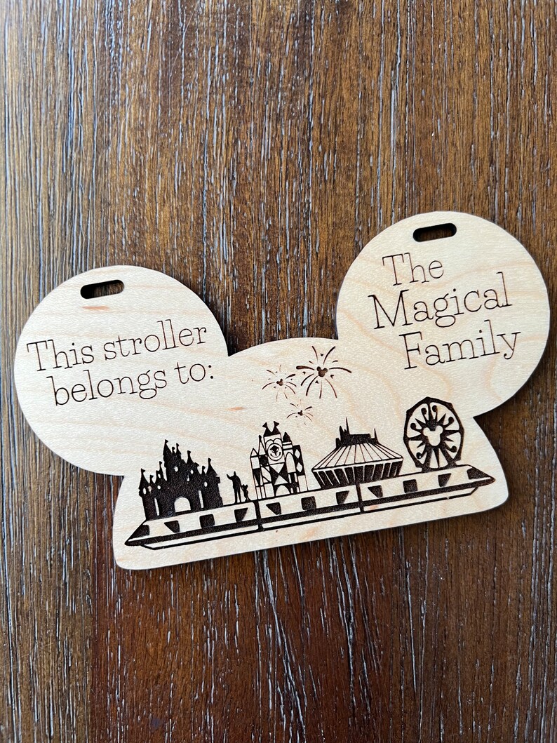 World Land Parks Monorail Mouse Ears Stroller Tag - Etsy