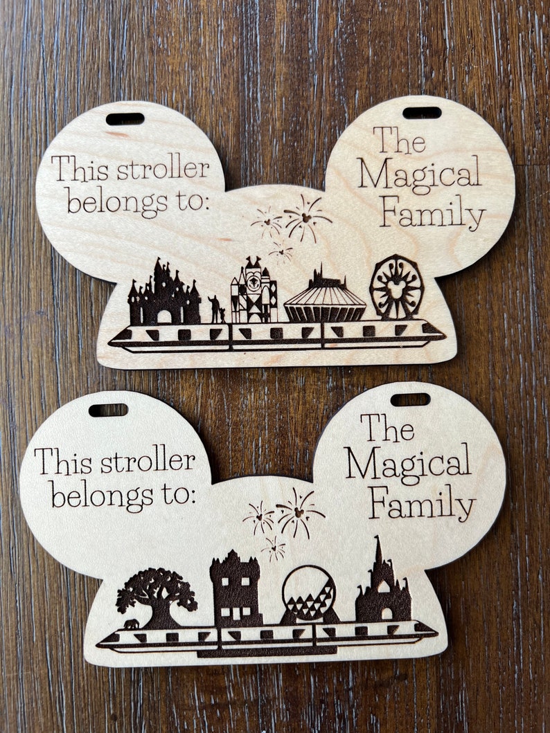 World Land Parks Monorail Mouse Ears Stroller Tag - Etsy