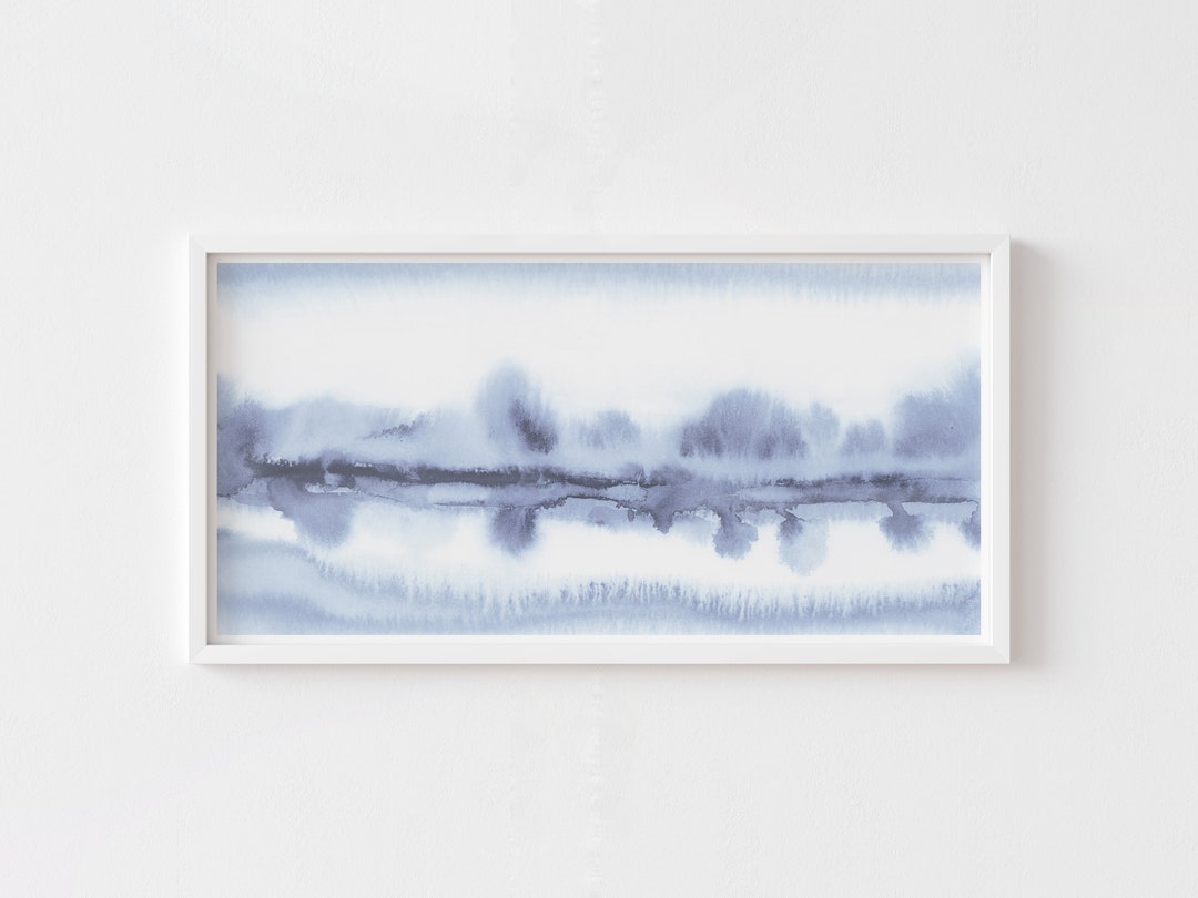 Blue Horizontal Watercolor Printable Wall Art,rectangle Kitchen Waves ...