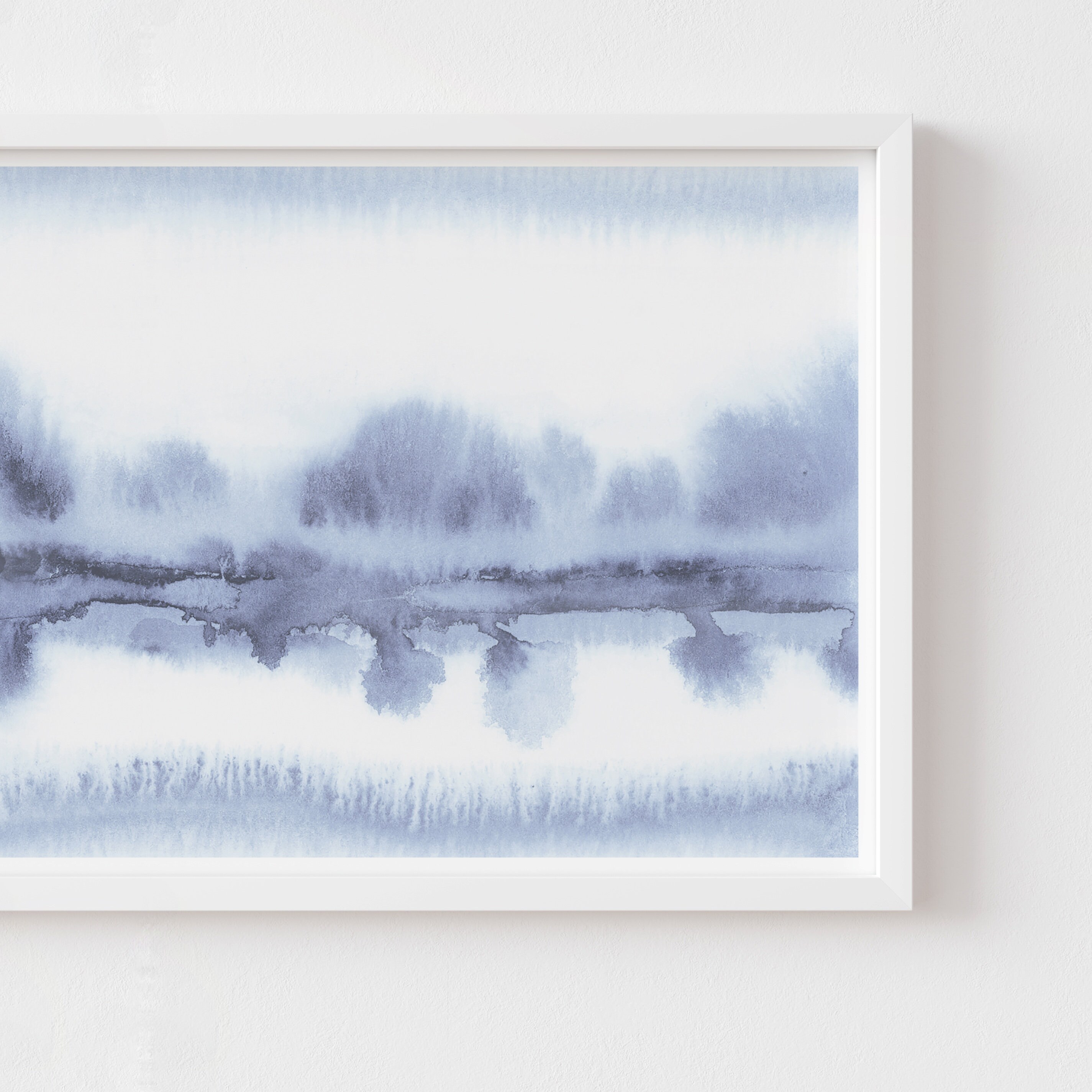 Blue Horizontal Watercolor Printable Wall Art,rectangle Kitchen Waves ...