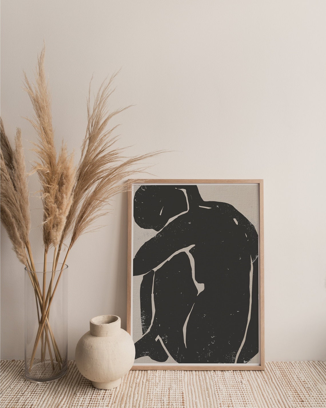 Digital Filewoman Figure Abstract Wall Artblack and Beige | Etsy