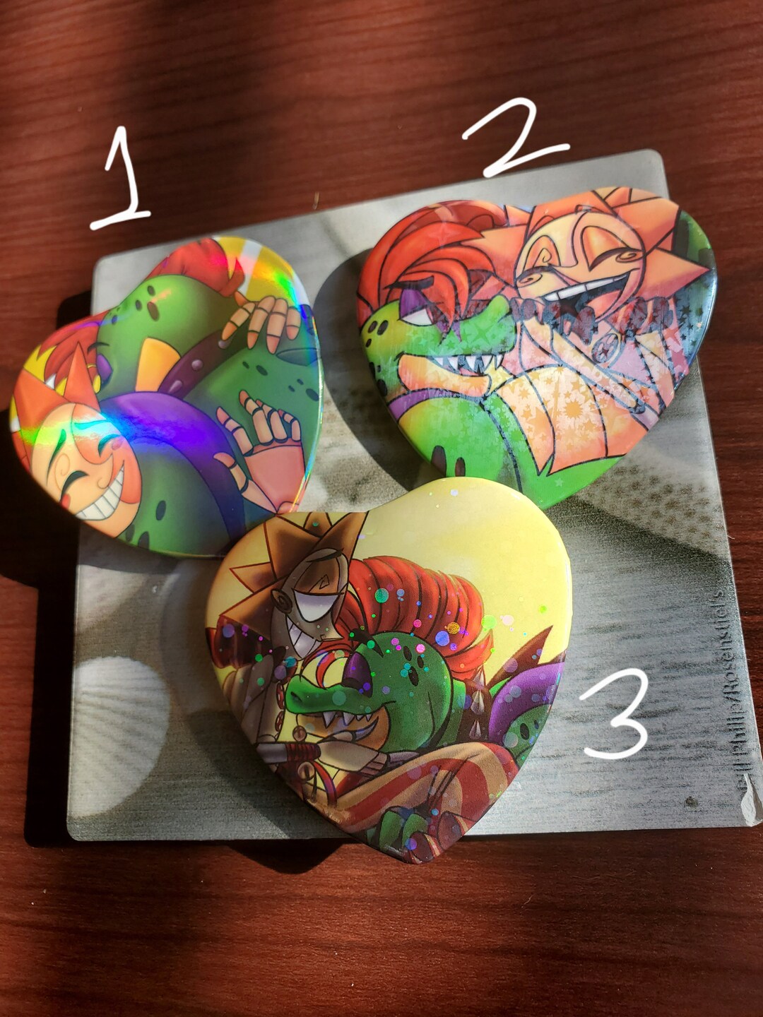 Holographic Glittergolf Heart Badges - Etsy