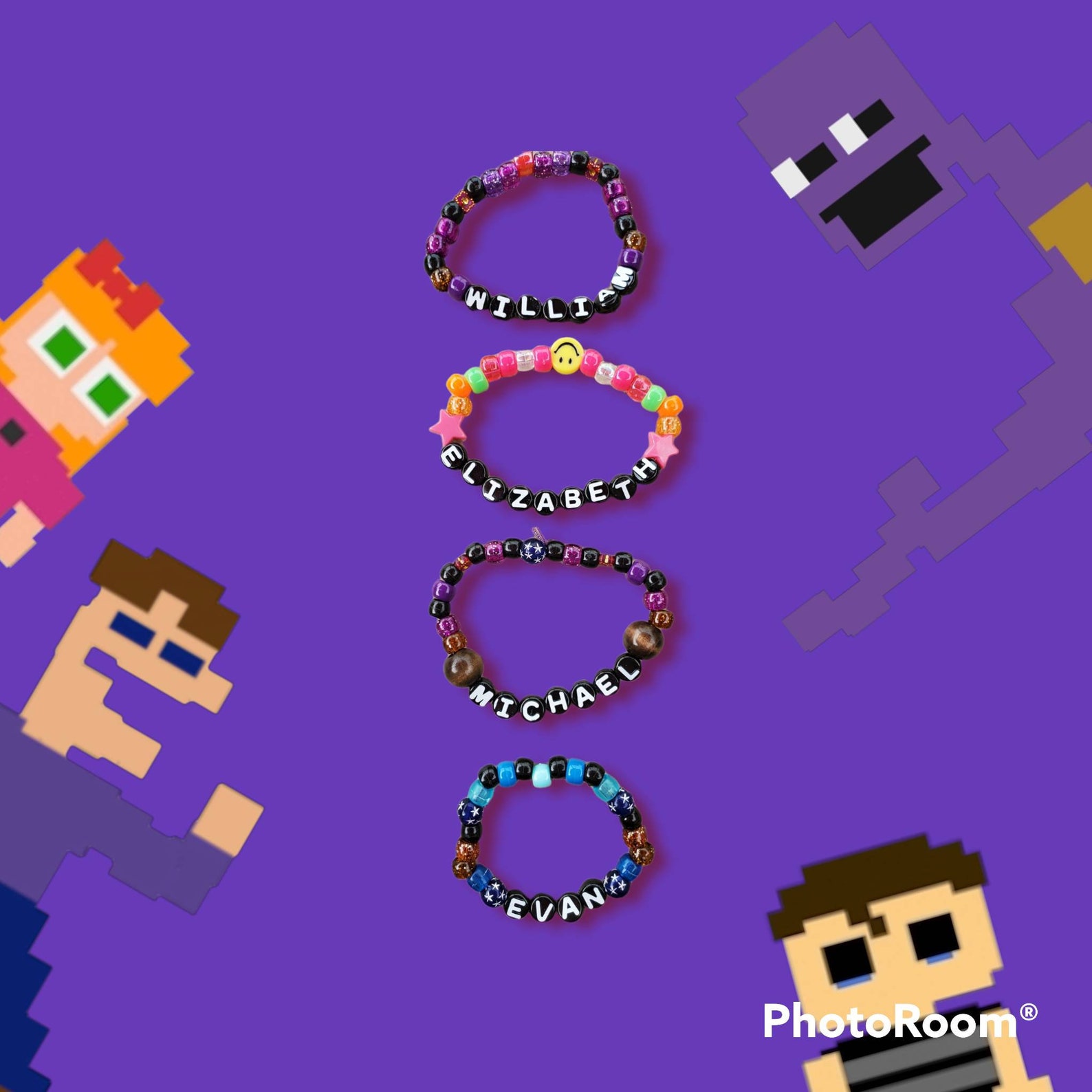 FNAF Afton Family Kandi Bead Bracelets - Etsy Israel FNAF Afton Family Kandi Bead Bracelets - Etsy Israel