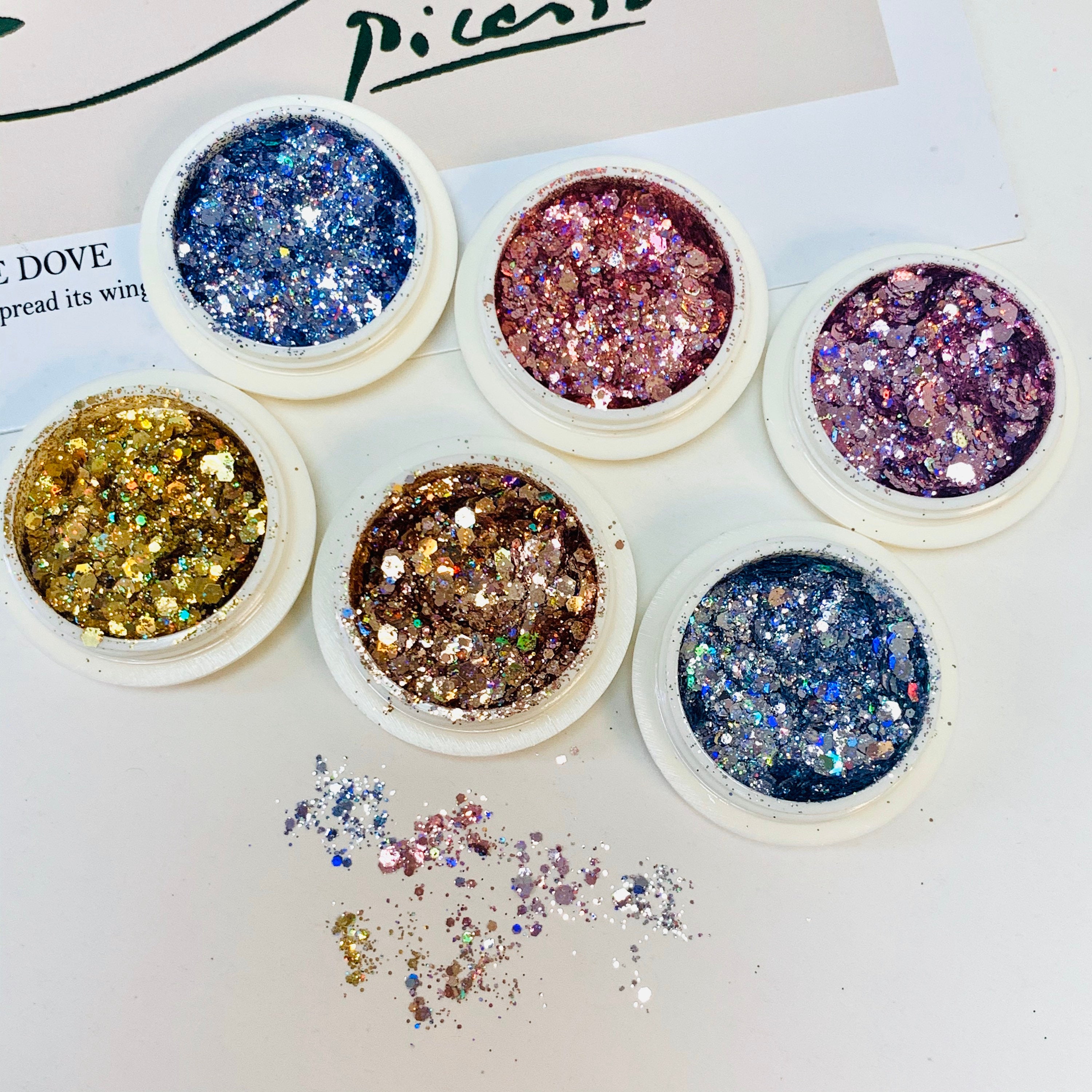 6 colors-shiny colorful glitter set-uv resin/resin | Etsy