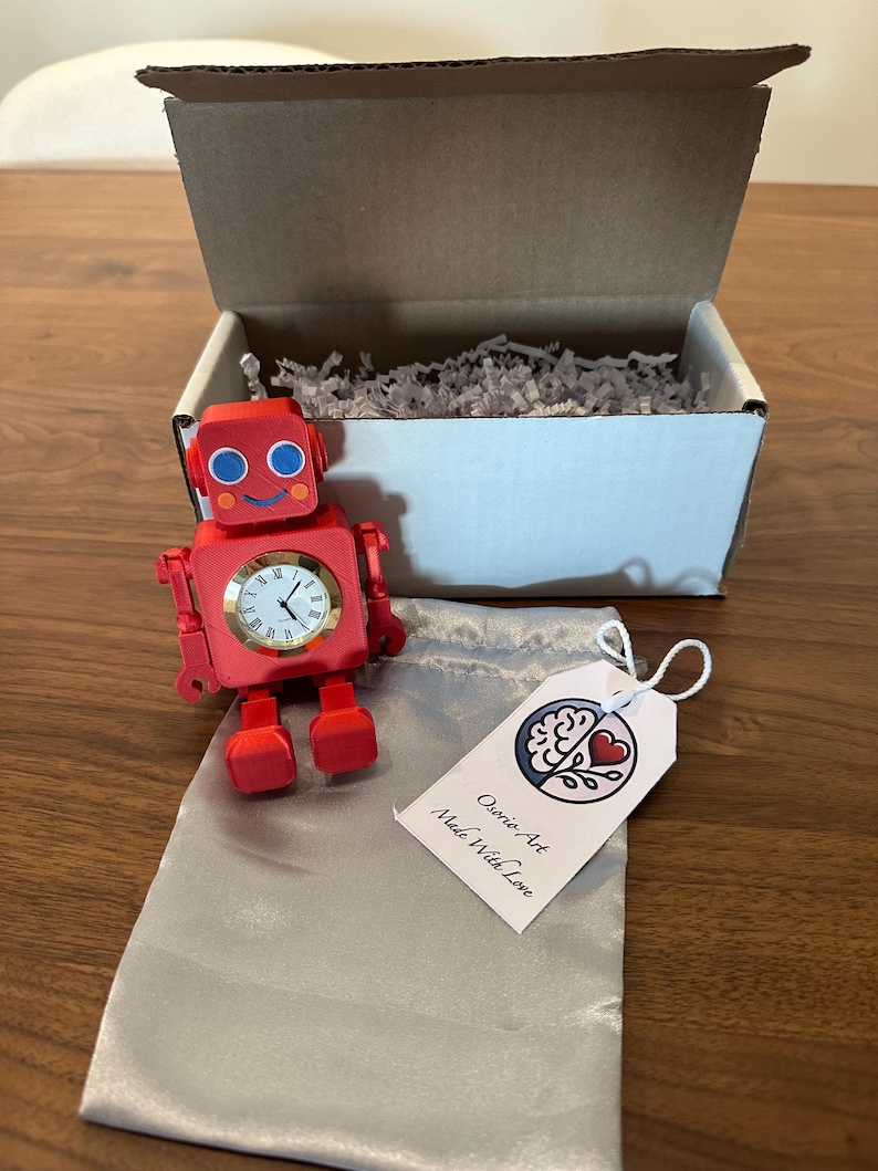 Robot Desk Clock - 3D Printed Unique STEM Decor for Office, Bedroom ...