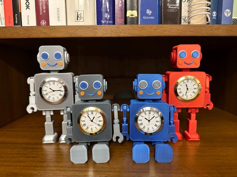 Robot Desk Clock - 3D Printed Unique STEM Decor for Office, Bedroom ...