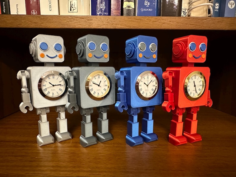 Robot Desk Clock - 3D Printed Unique STEM Decor for Office, Bedroom ...