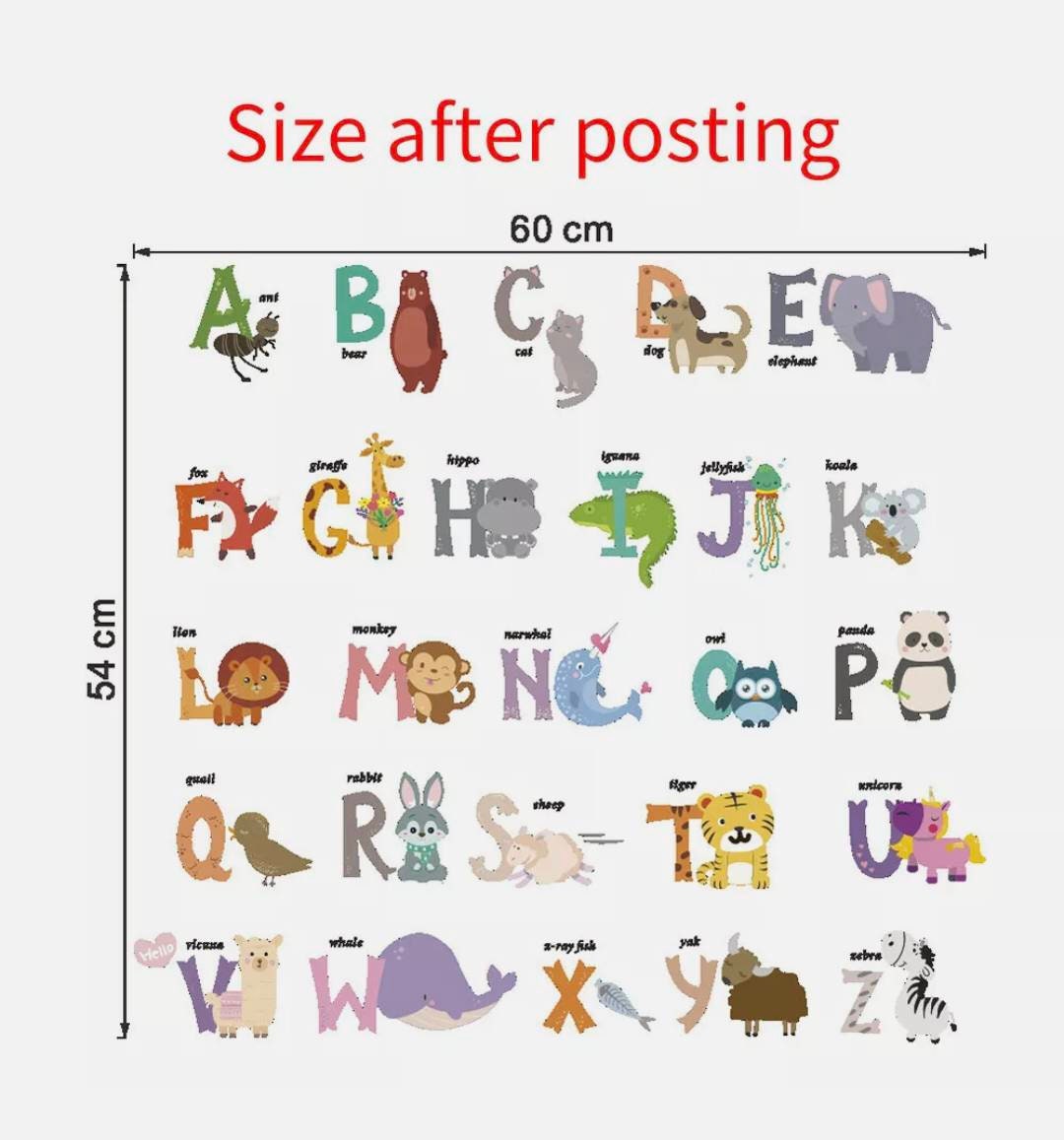 26 Animal Alphabet Wall Decals Stickers Kids Nursery Room - Etsy