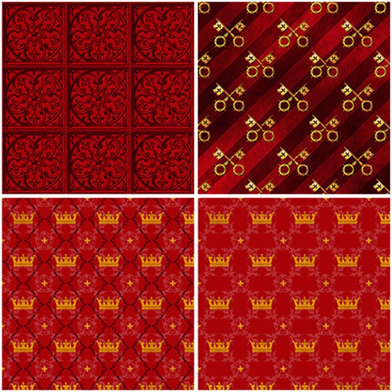 Royal Red and Gold Digital Paper, Medieval Digital Paper, Royal ...
