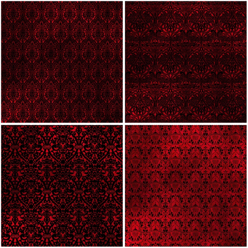 Red and Black Damask Digital Paper: Gothic Lace (digital Download) - Etsy