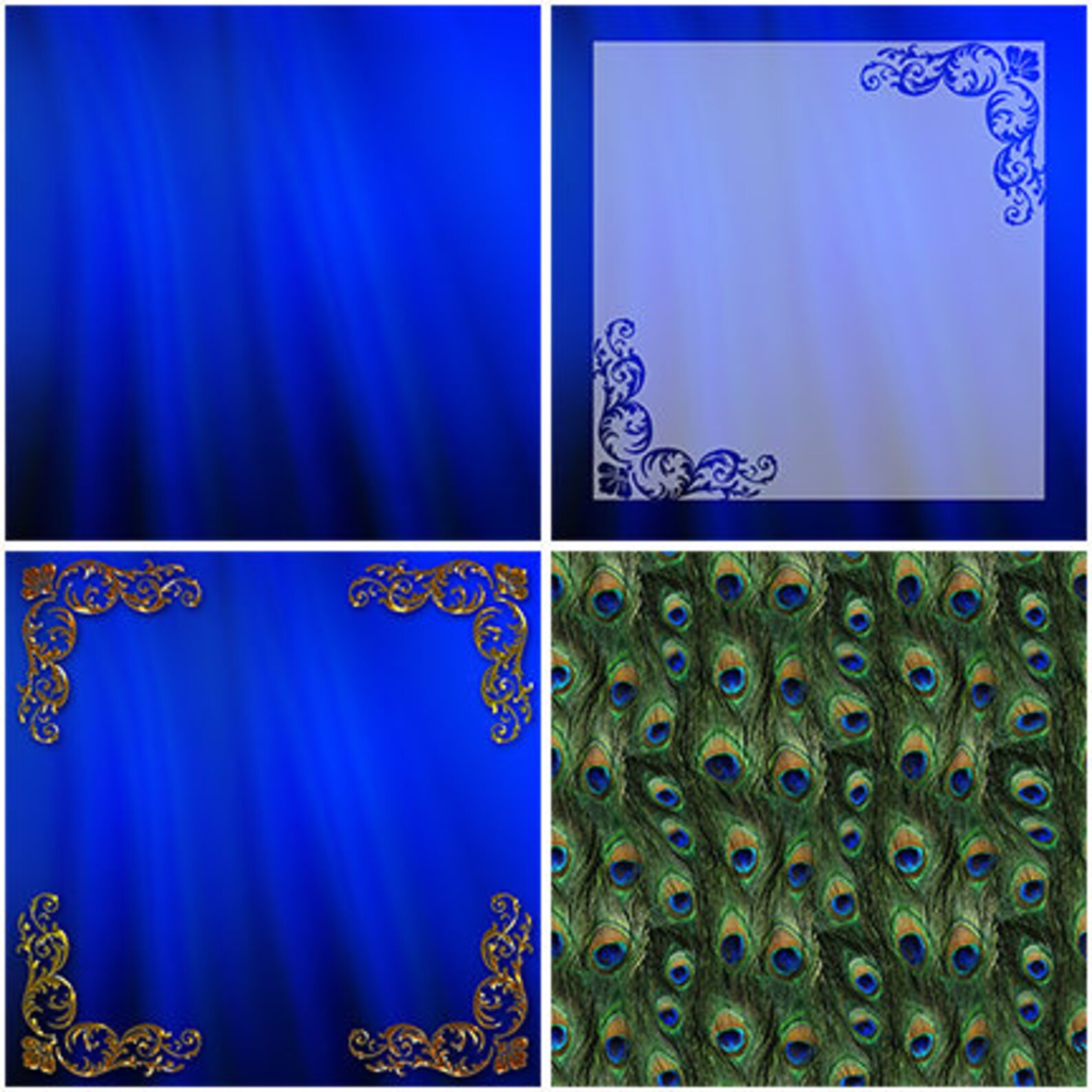 Peacock Blue Digital Paper, Peacock Scrapbook Paper, Peacock Printable ...