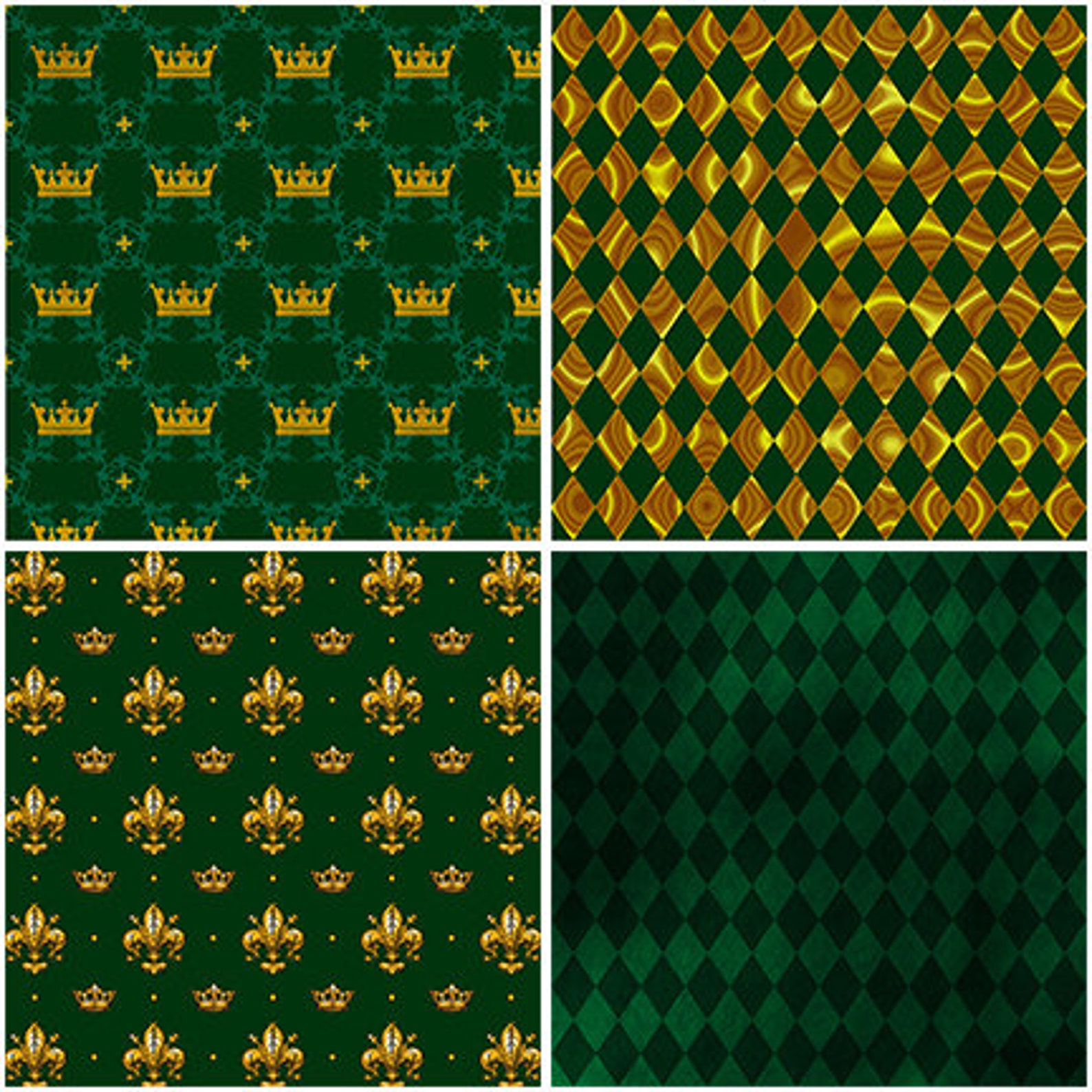 Royal Green and Gold Digital Paper Medieval Digital Paper - Etsy
