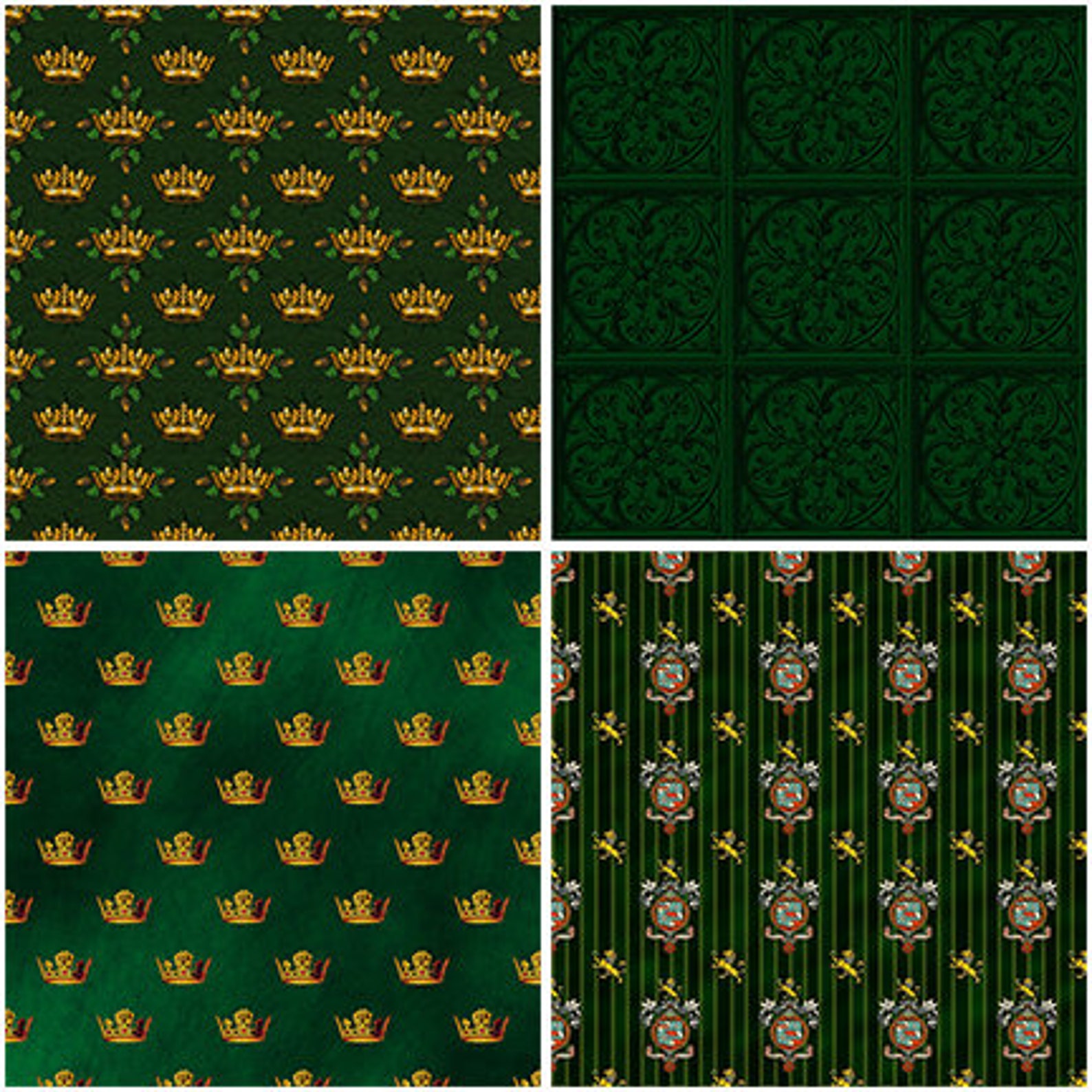 Royal Green and Gold Digital Paper Medieval Digital Paper - Etsy