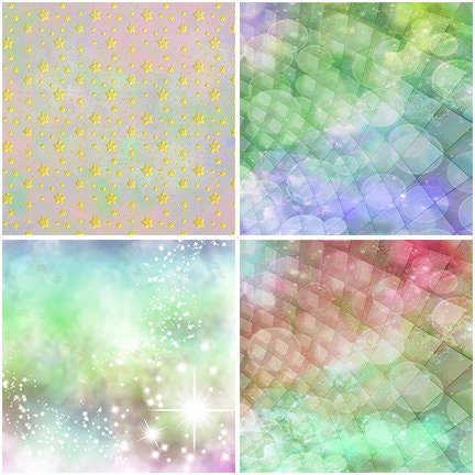 Rainbow Clouds Digital Paper, Rainbow Backgrounds, Printable Fantasy ...