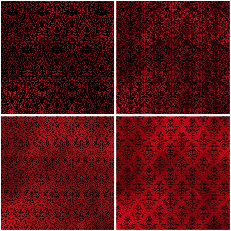 Red and Black Damask Digital Paper: Gothic Lace (digital Download) - Etsy