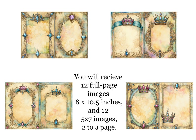 Royal Jewels Princess Crowns Digital Paper, Princess Party Printables ...