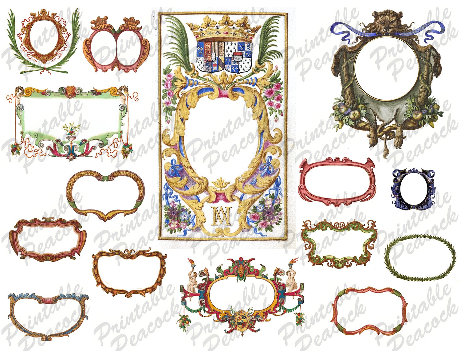 Renaissance Frame Clipart: Ornate Medieval Manuscript Frames (digital ...