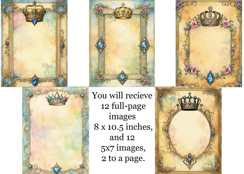Royal Jewels Princess Crowns Digital Paper, Princess Party Printables ...