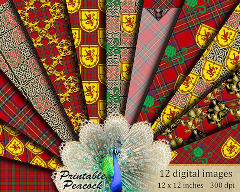 Royal Scots Digital Paper, Scottish Digital Paper, Celtic Scrapbook ...