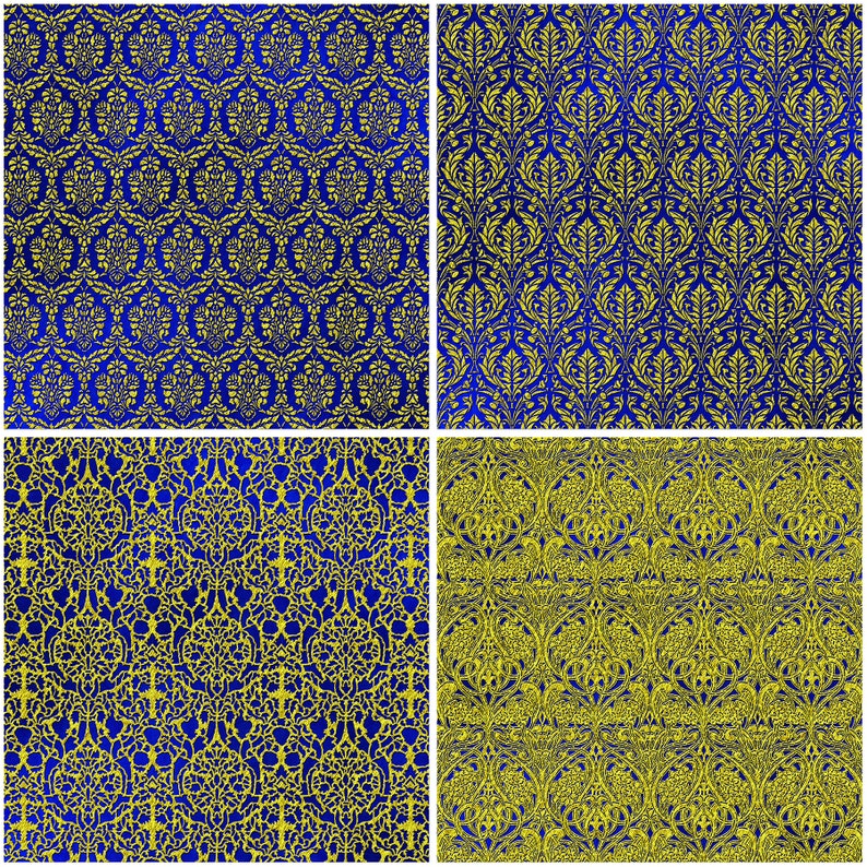 Royal Blue and Gold Damask Digital Paper Gold Lace Scrapbook - Etsy