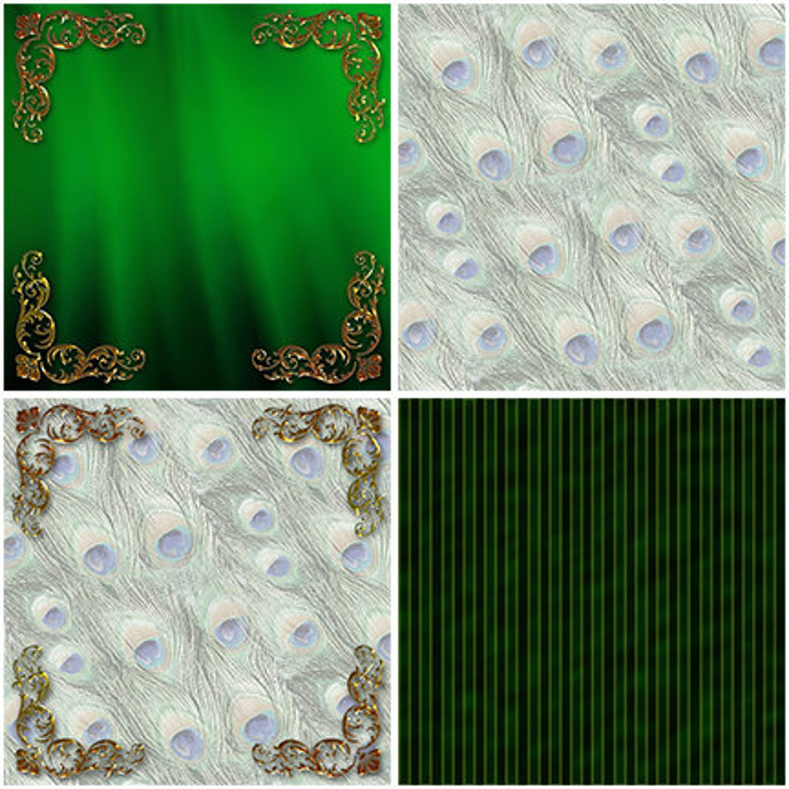 Peacock Green Digital Paper, Peacock Scrapbook Paper, Peacock Printable ...