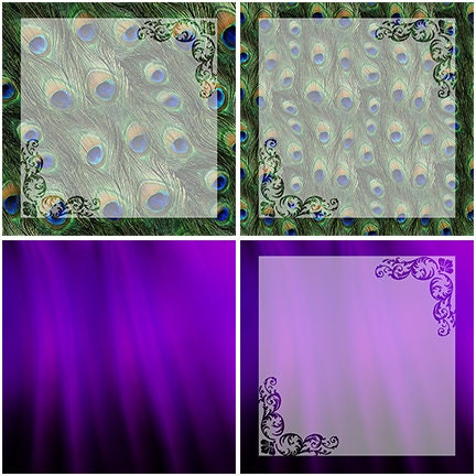 Peacock Purple Digital Paper, Peacock Scrapbook Paper, Peacock ...