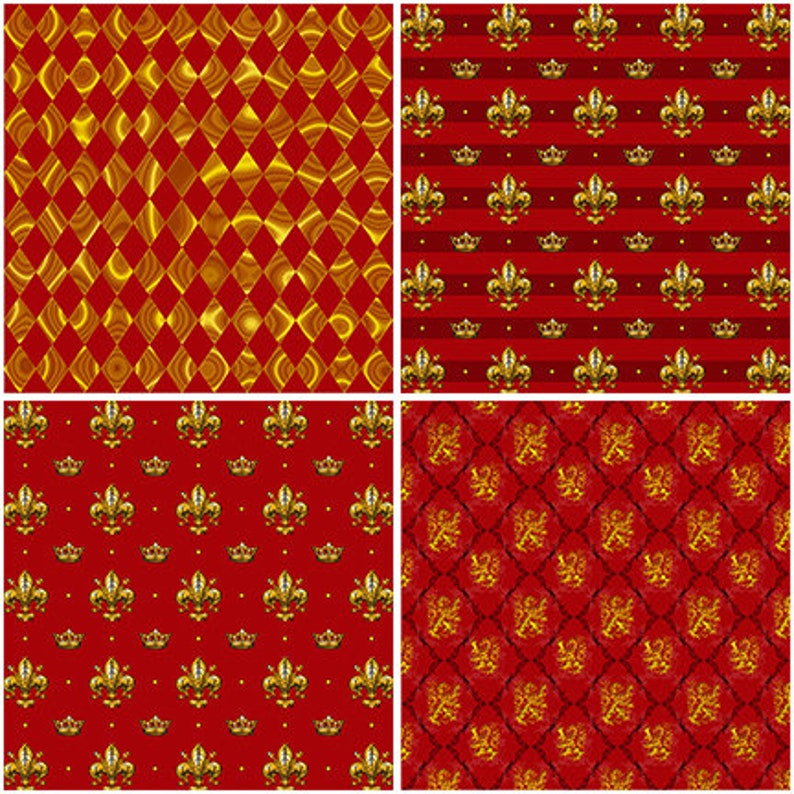 Royal Red and Gold Digital Paper, Medieval Digital Paper, Royal ...