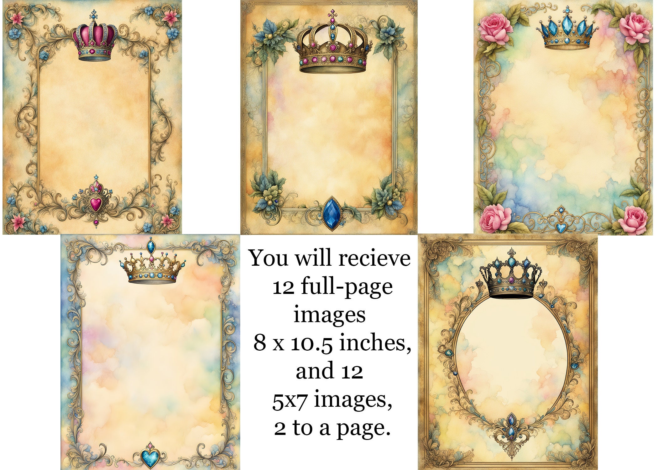 Royal Jewels Princess Crowns Digital Paper, Princess Party Printables ...