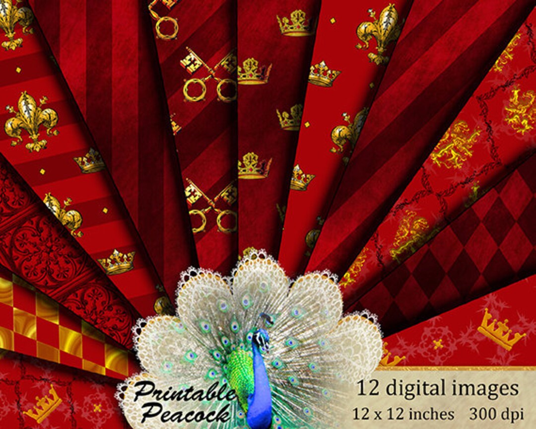 Royal Red and Gold Digital Paper, Medieval Digital Paper, Royal ...