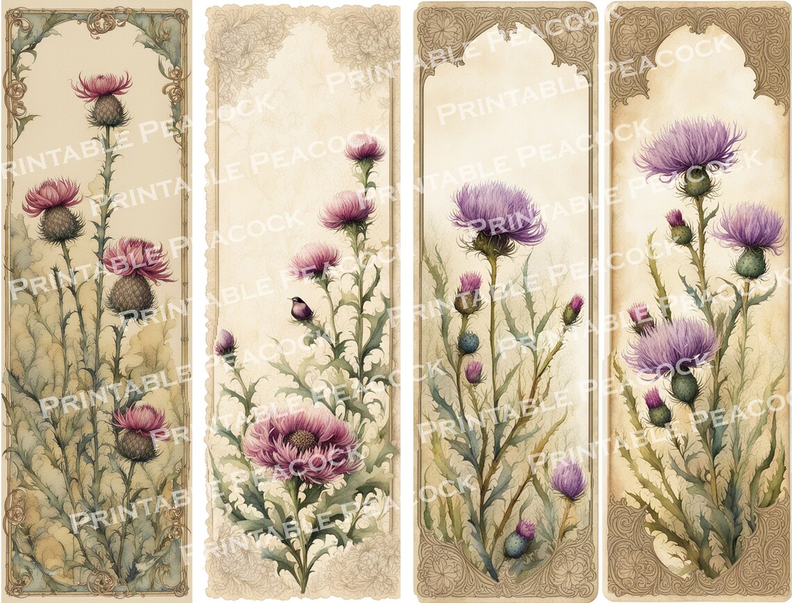 Scottish Thistle Bookmarks-printable Digital Paper JPEG Commercial ...