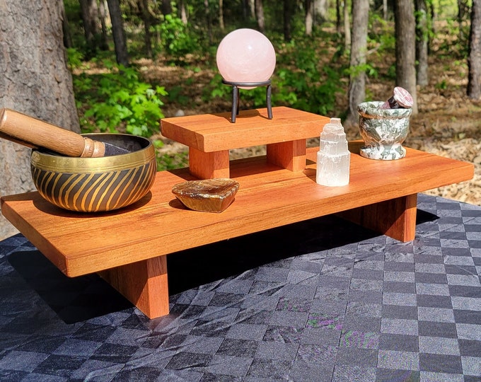 African Mahogany Hardwood Altar Table Set / Meditation / Yoga Studio ...