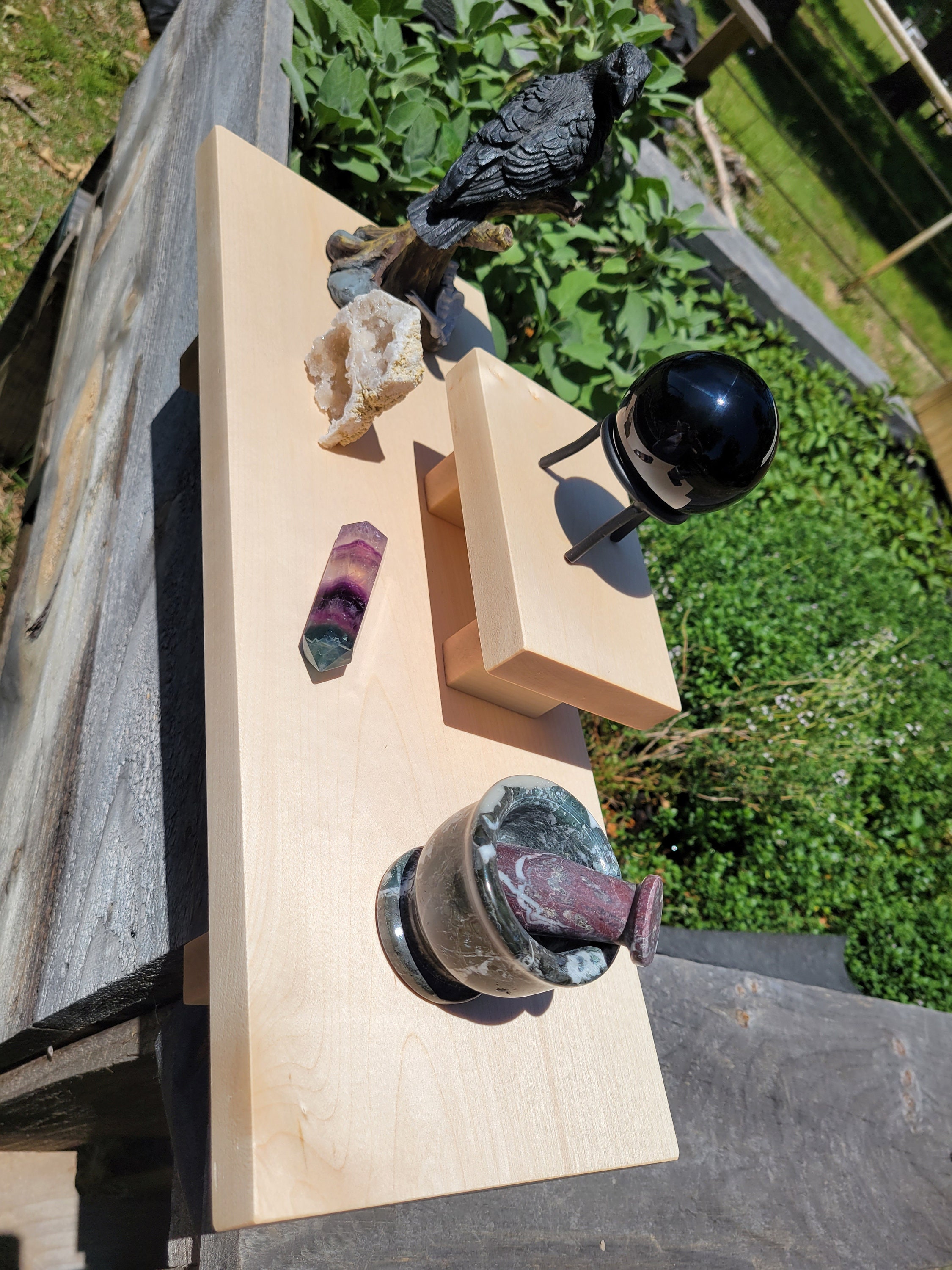Two Tier Hardwood Altar Table Set, Yoga Studio Meditation Space ...
