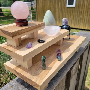 Three Tier Hardwood Altar Table Set, Yoga Studio Meditation Space ...