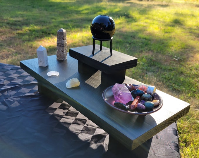 Altar Table Set, Two Tier, Solid Wood, Eastern White Pine, Yoga Studio ...