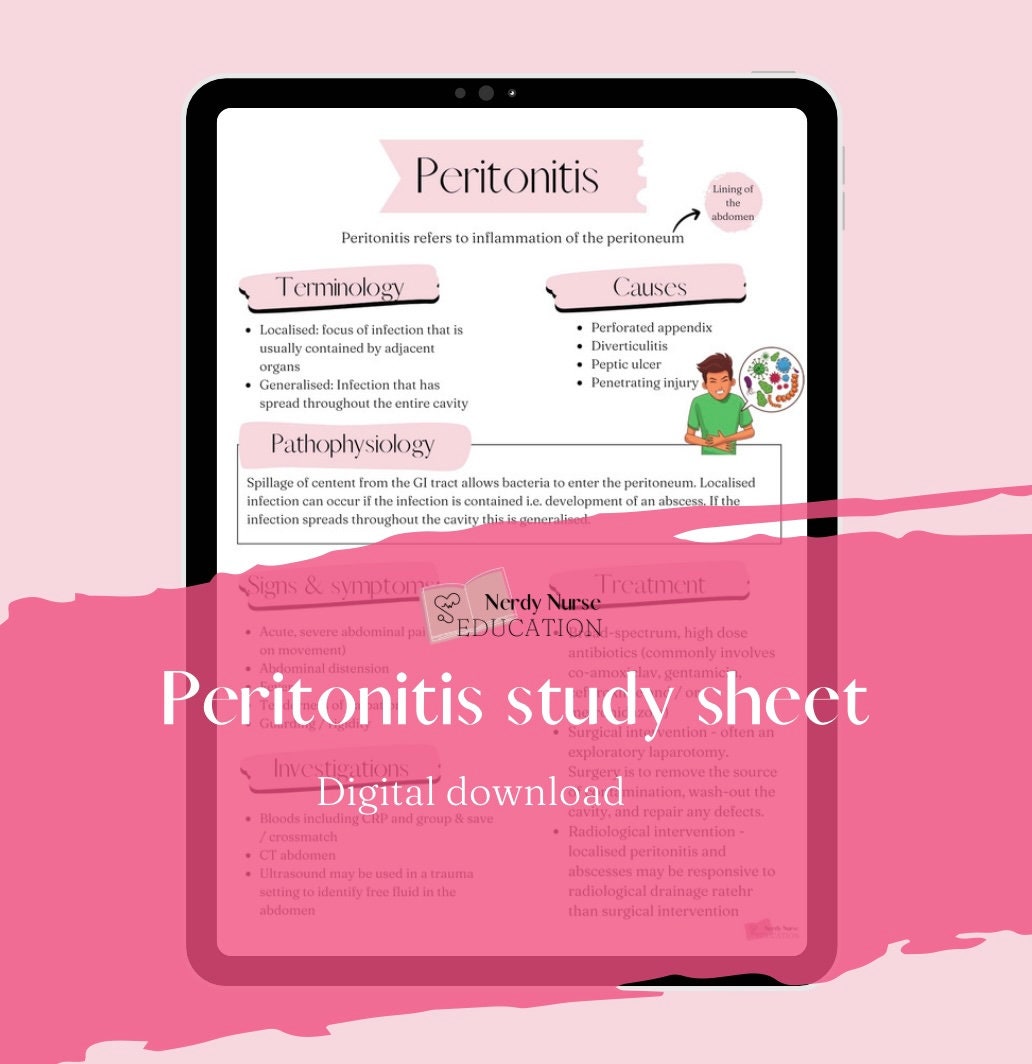 Peritonitis Nursing Study Sheet for Student Nurses Nursing - Etsy