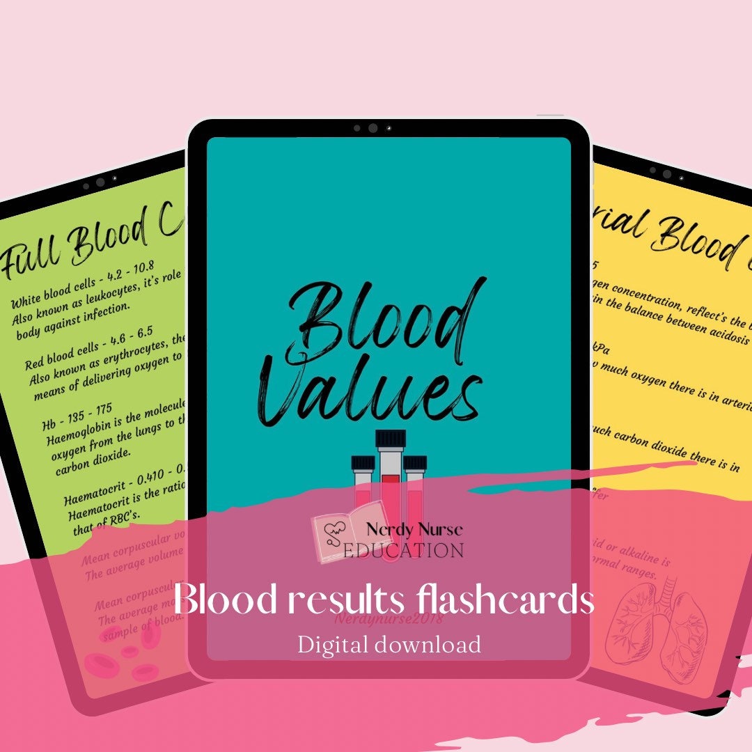 Blood Results Flashcards Digital Download for Student Nurses - Etsy