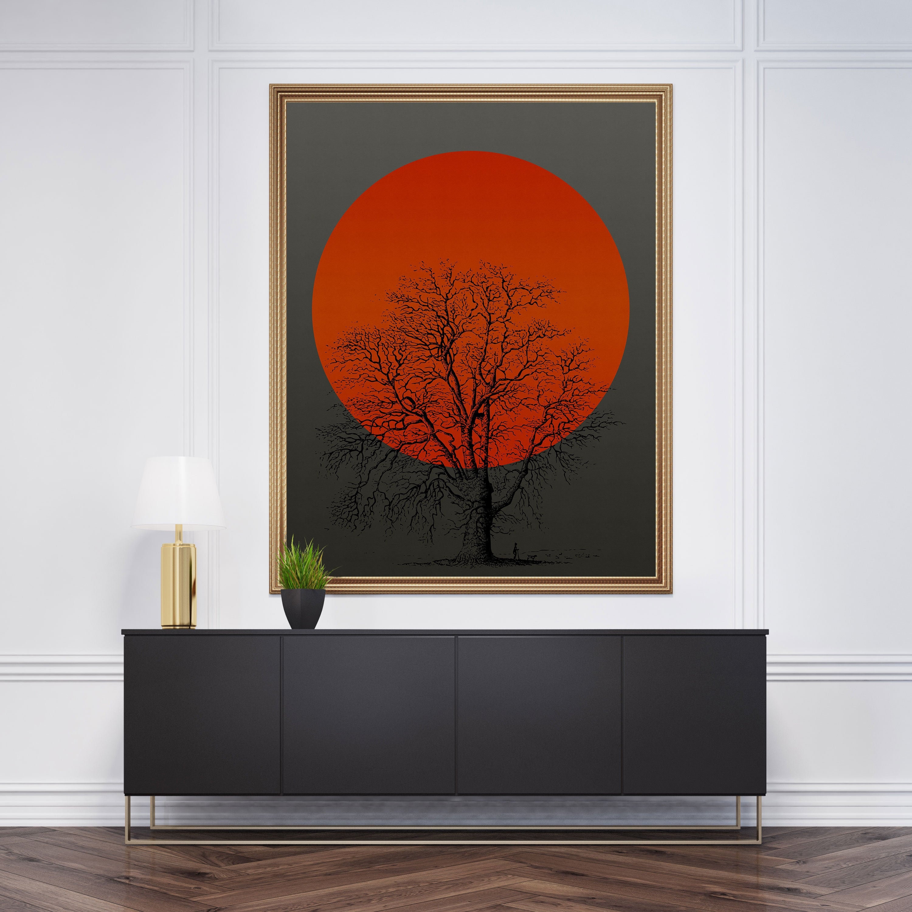 Orange Sun and Tree Poster Print Minimalist Poster Print - Etsy