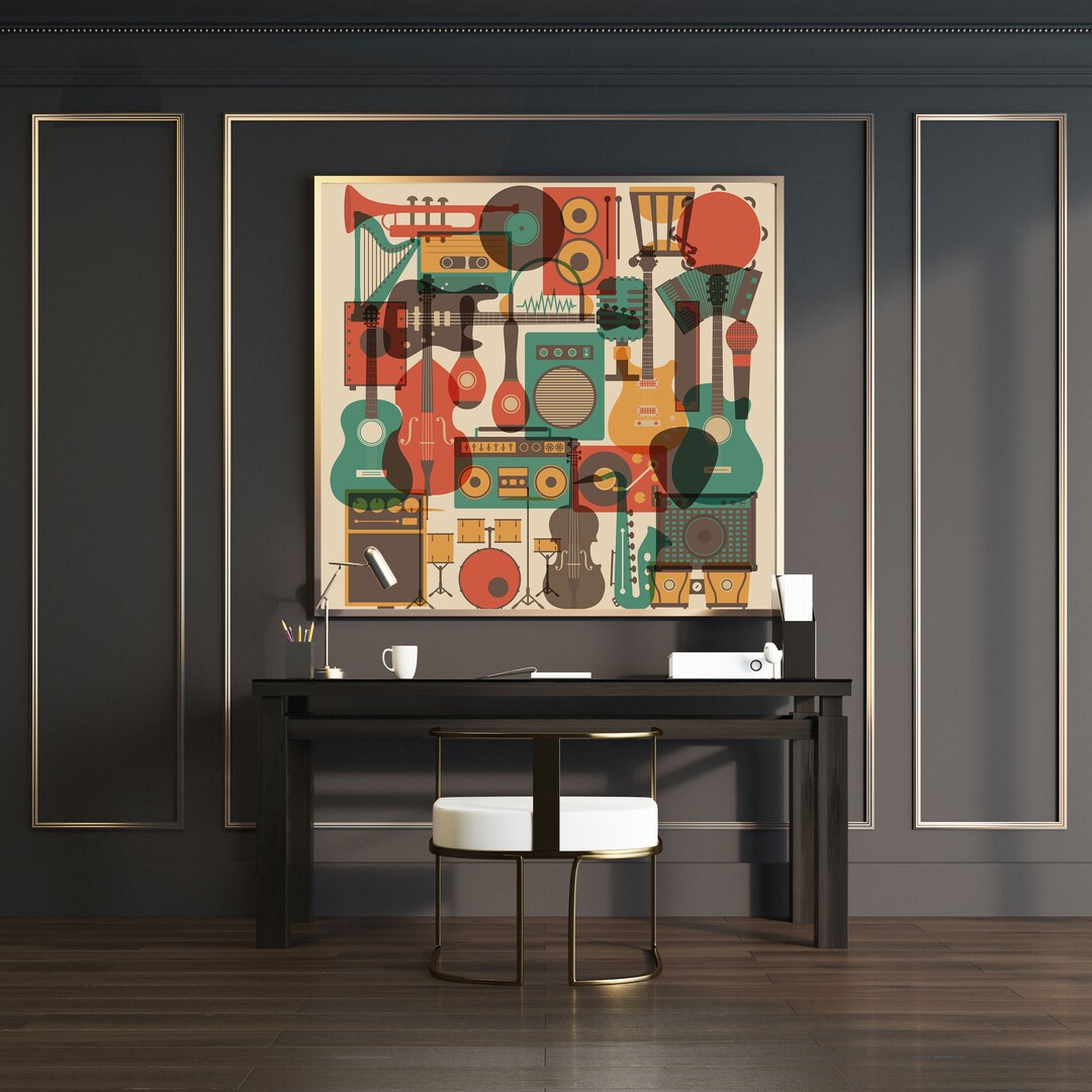 Music Instruments Print Minimalist Print Illustration Wall - Etsy